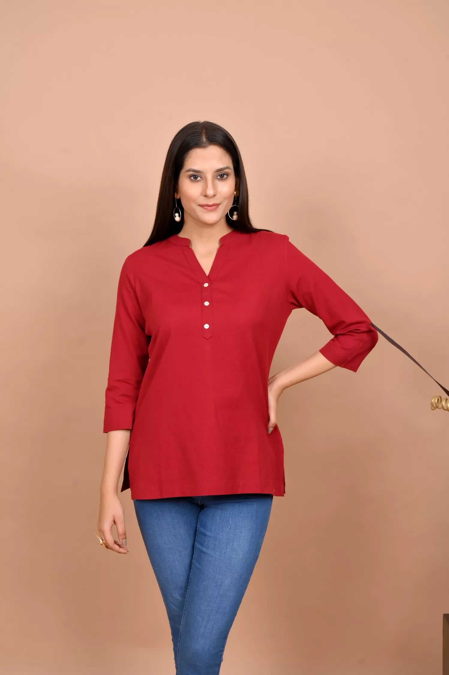 Brick Red Short Kurti – IndieJhola